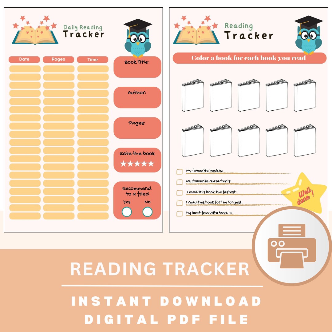 Kids Reading Progress Tracker, Kids Reading Tracker, Kids Printable ...