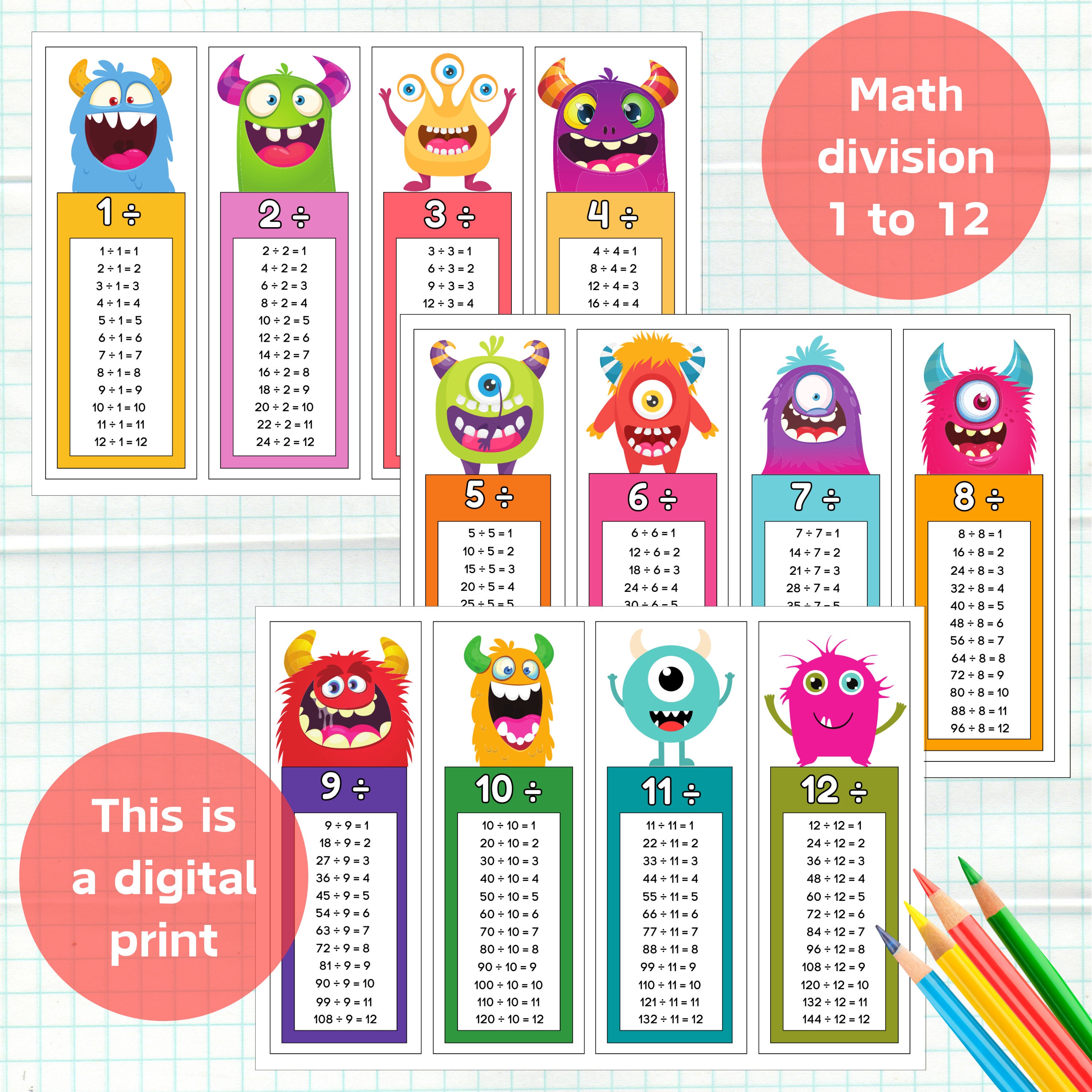 Cuadro de división, tabla de división, hoja de trabajo de división, cuadro de división ...