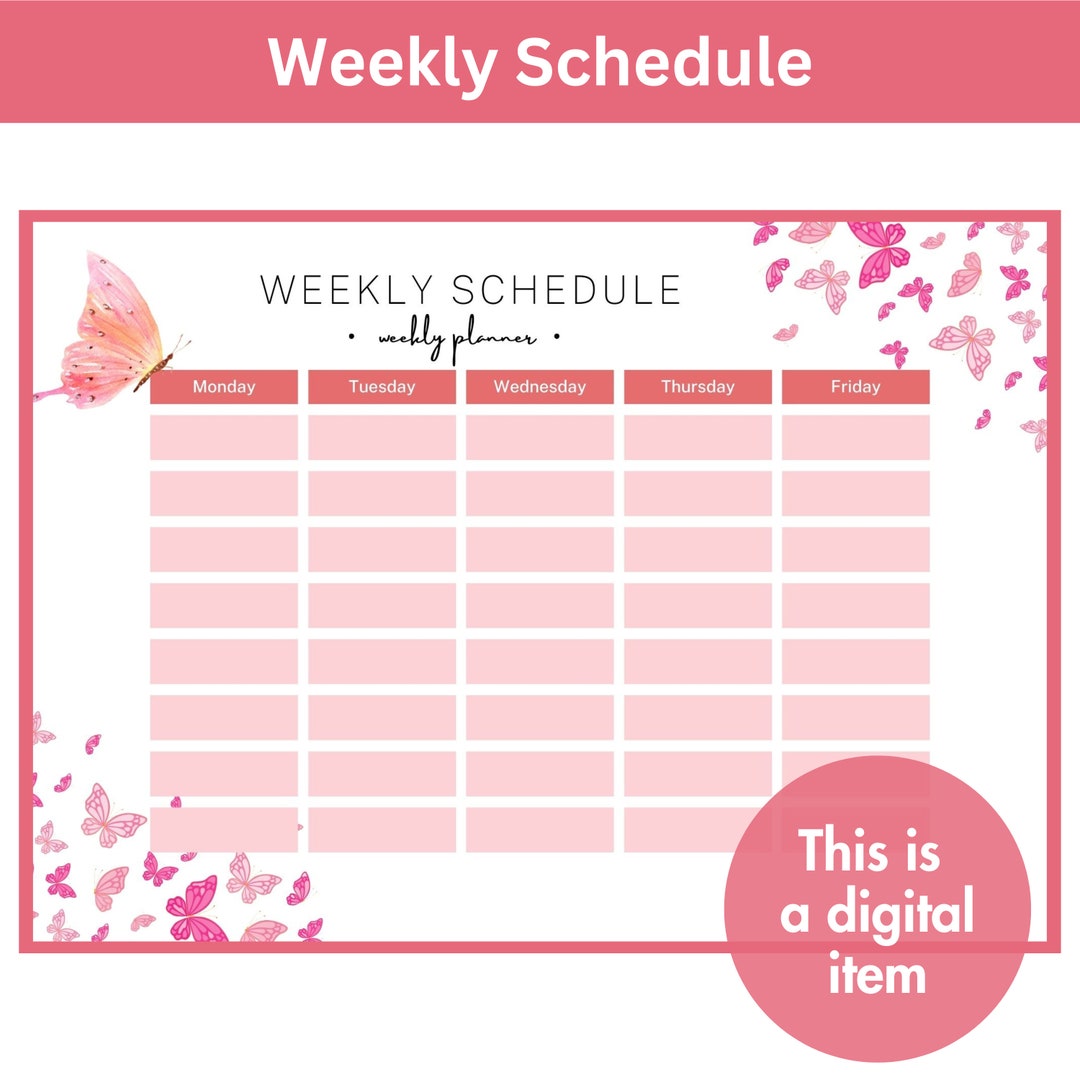 Weekly Schedule, School Schedule, School Plan, Butterfly Schedule ...