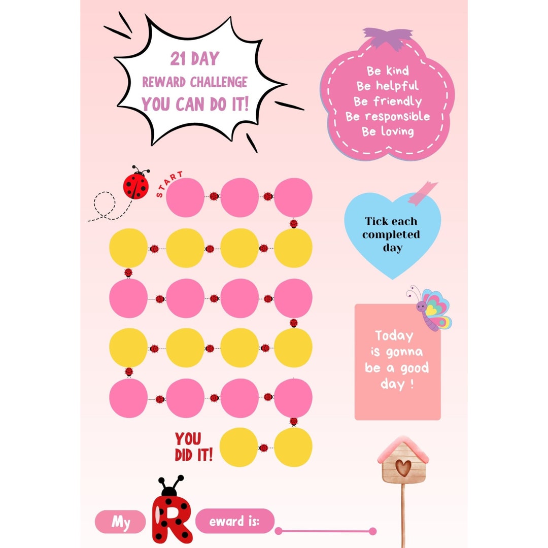 Kids Reward Chart Kids Motivation Chart Reward Chart Kids - Etsy