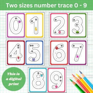 Number Tracing Flashcards, Numbers 0 to 9, Learn Numbers, Monster ...
