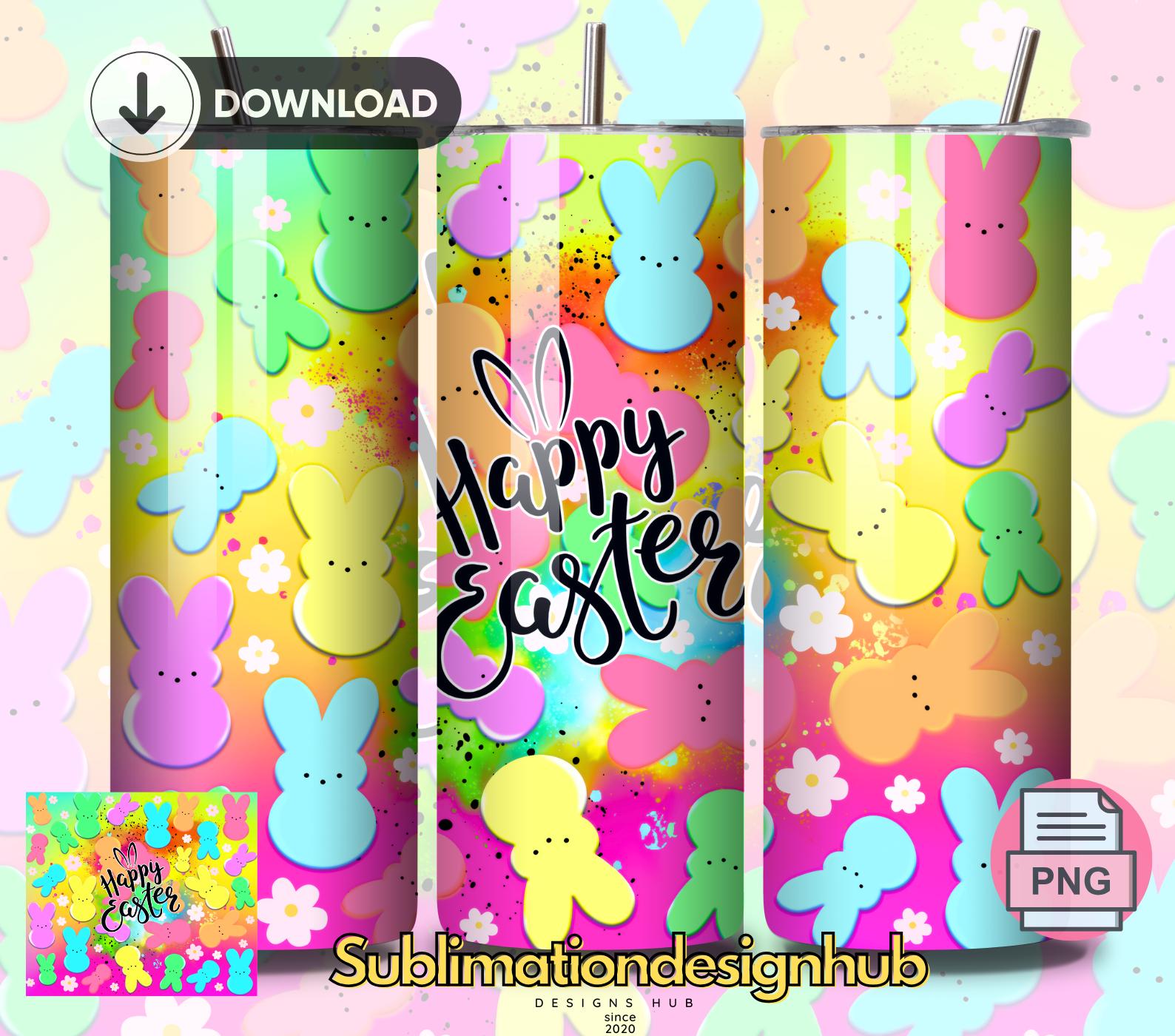 Marshmallow Peeps & Daisies PNG | Happy Easter Peeps, Pastel Rainbow ...