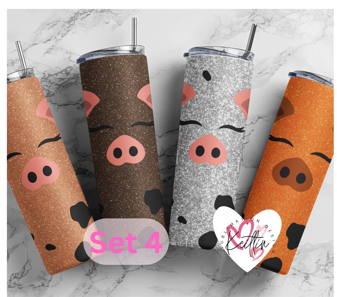 Pig Glitter Bundle Tumbler 20 Oz Skinny Farm Animal - Etsy