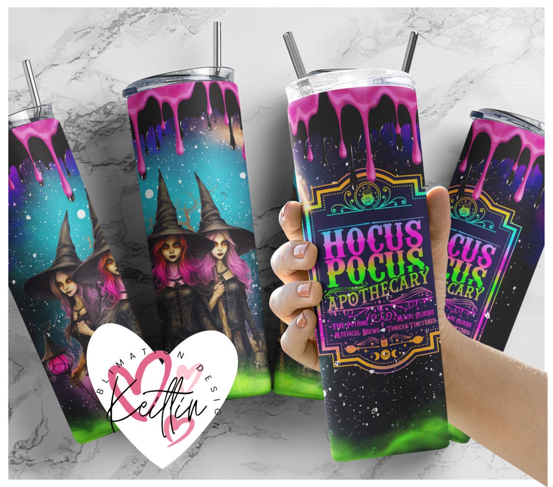 Hocus Pocus Apothecary 20oz Tumbler Rainbow Neon Spooky Witches Spooky ...