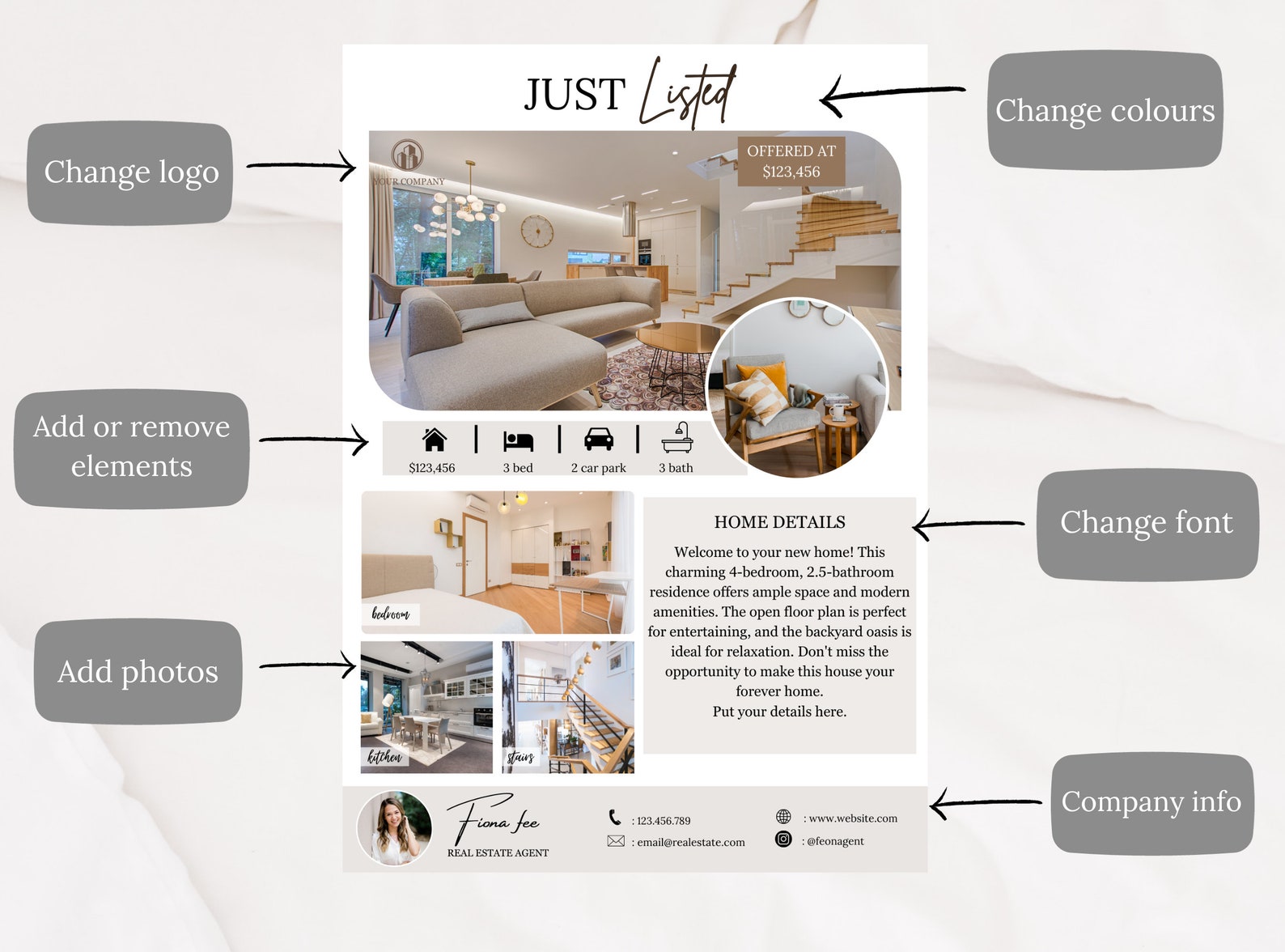 Real Estate Flyer Template| Just Listing Flyer Template| Open House ...