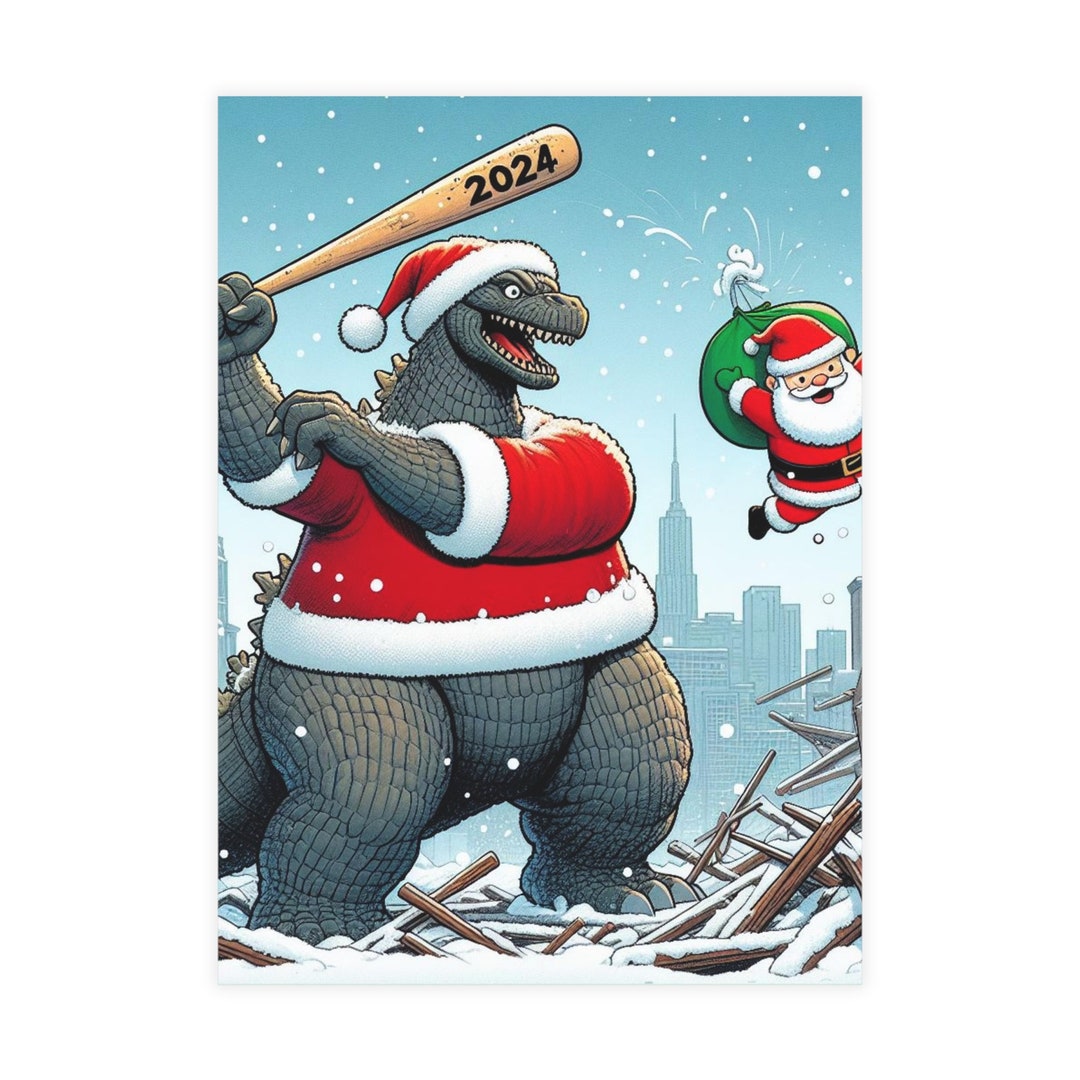 Godzilla Christmas Cards 4 Postcard Bundles envelopes Included ...