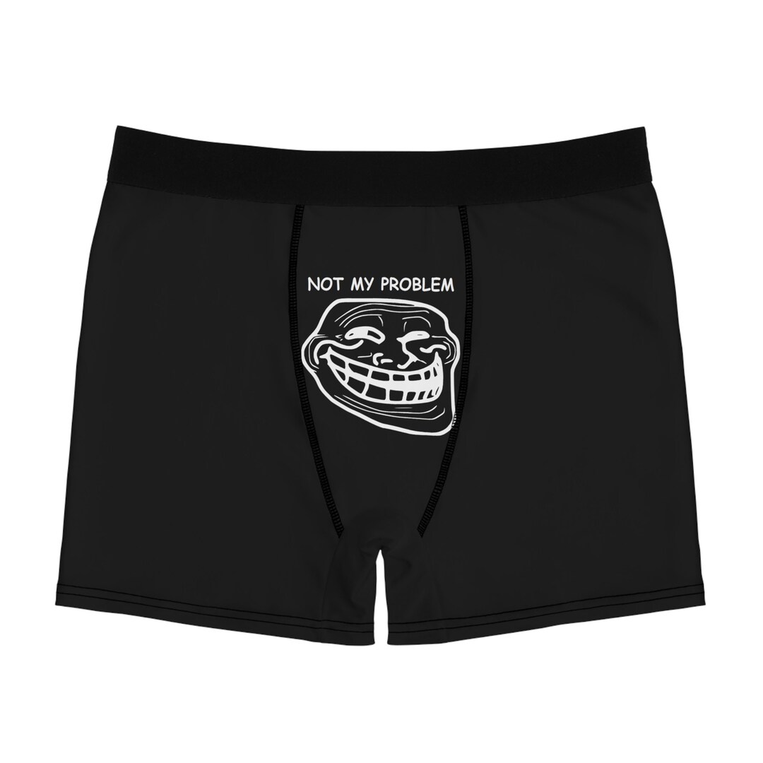 Mufi Troll Face Men's Boxer Briefs AOP, Troll Face Boxers, Black Boxers ...
