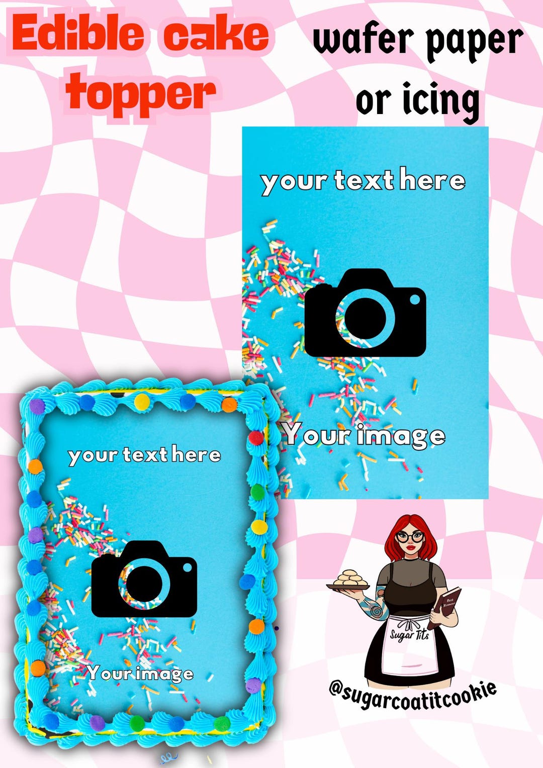 Custom Rectangle/portrait Edible Photo Cake Topper, Icing or Wafer ...