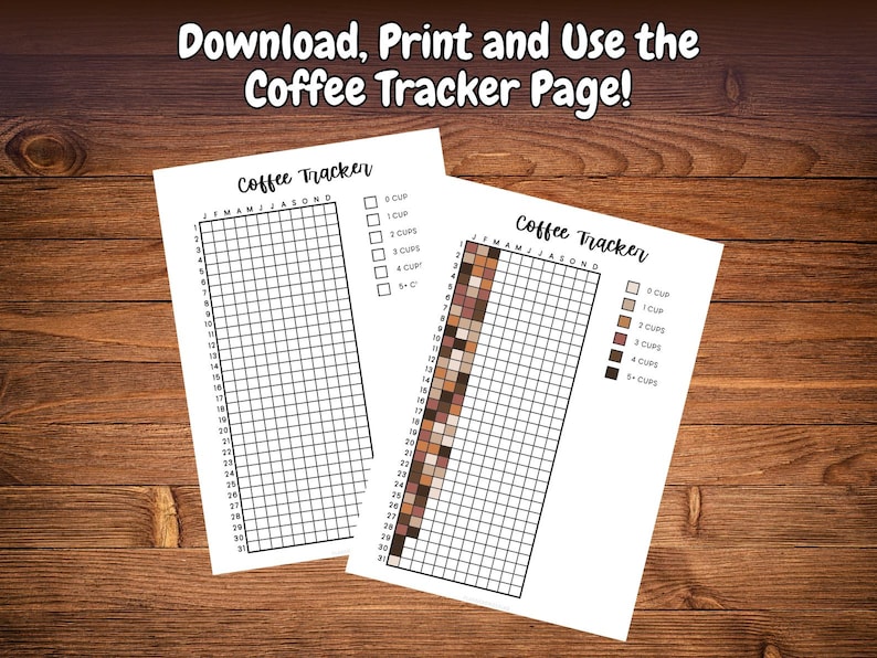 Coffee Tracker PRINTABLE Journal Page Planner Health Tracker Caffeine ...