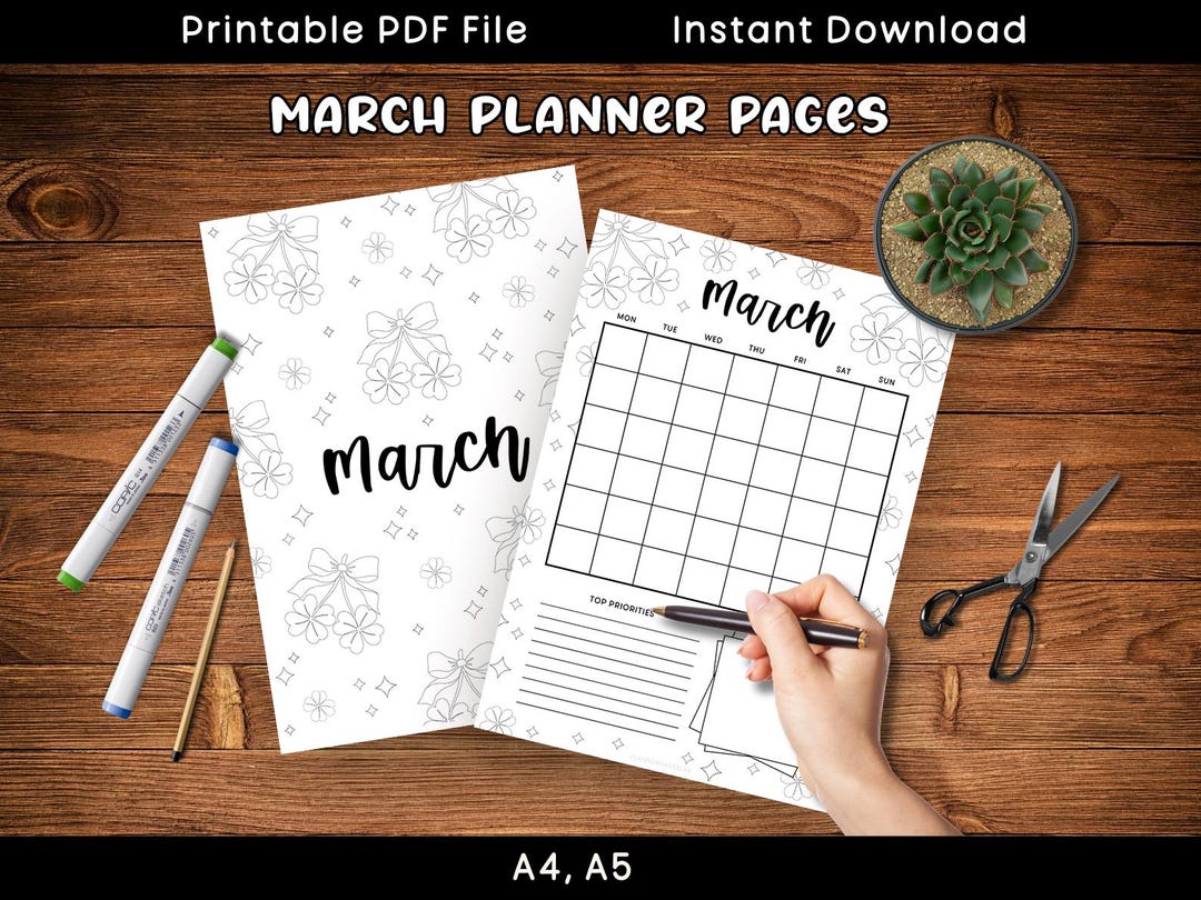 March Title Page March Calendar PRINTABLE Calendar Printable Monthly ...