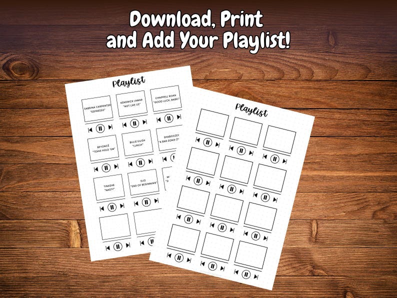 Playlist Tracker Printable Journal Page Planner Page Monthly Playlist ...