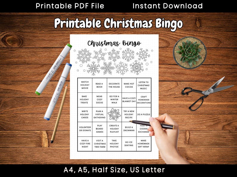 Christmas Bingo Game Winter Activities PRINTABLE Journal Page Planner ...