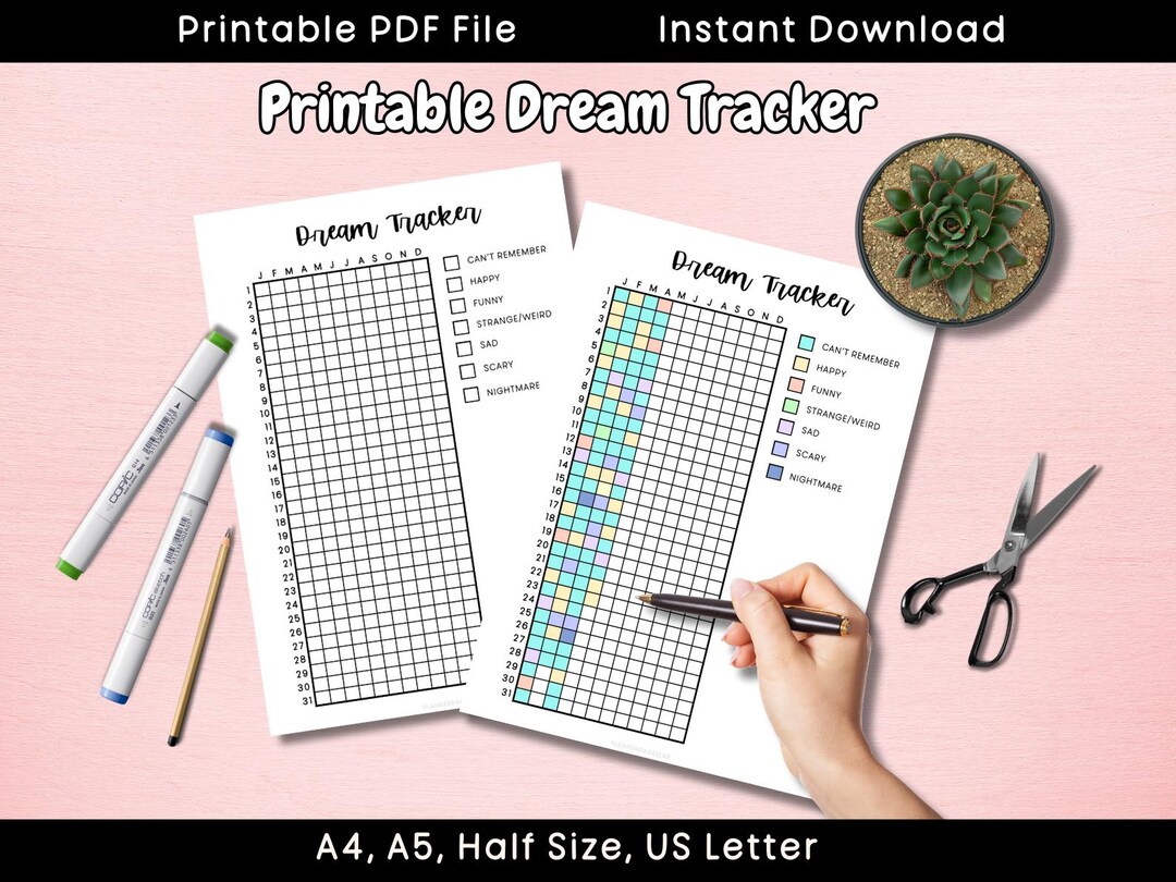 Dream Tracker PRINTABLE Journal Page, Printable Planner Page, Dream Log ...
