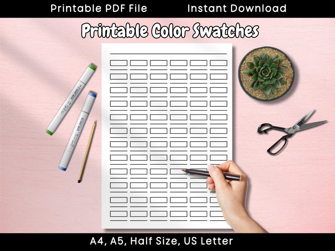 Color Swatch Chart Blank Color Chart Printable Color Swatch Template ...