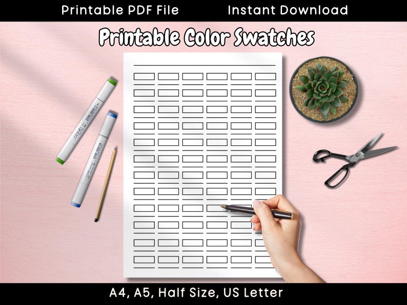 Color Swatch Chart Blank Color Chart Printable Color Swatch Template ...