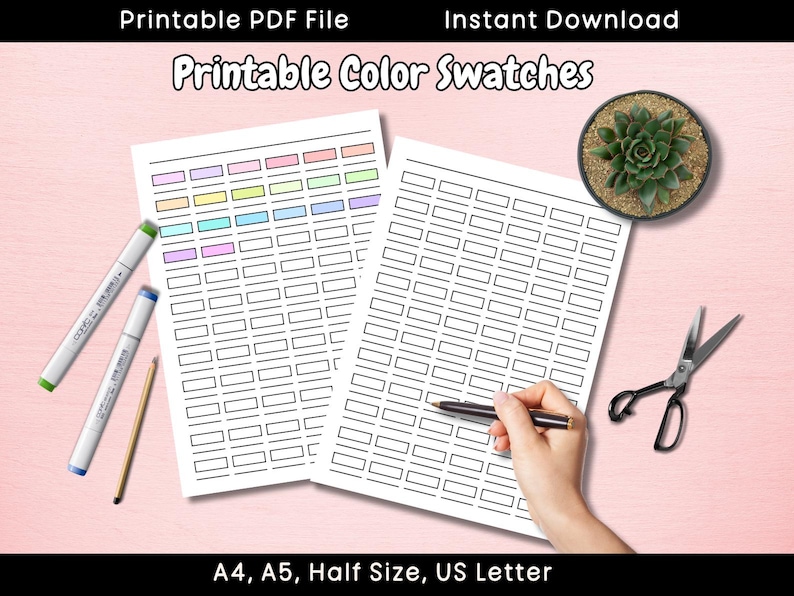 Color Swatch Chart Blank Color Chart Printable Color Swatch Template ...