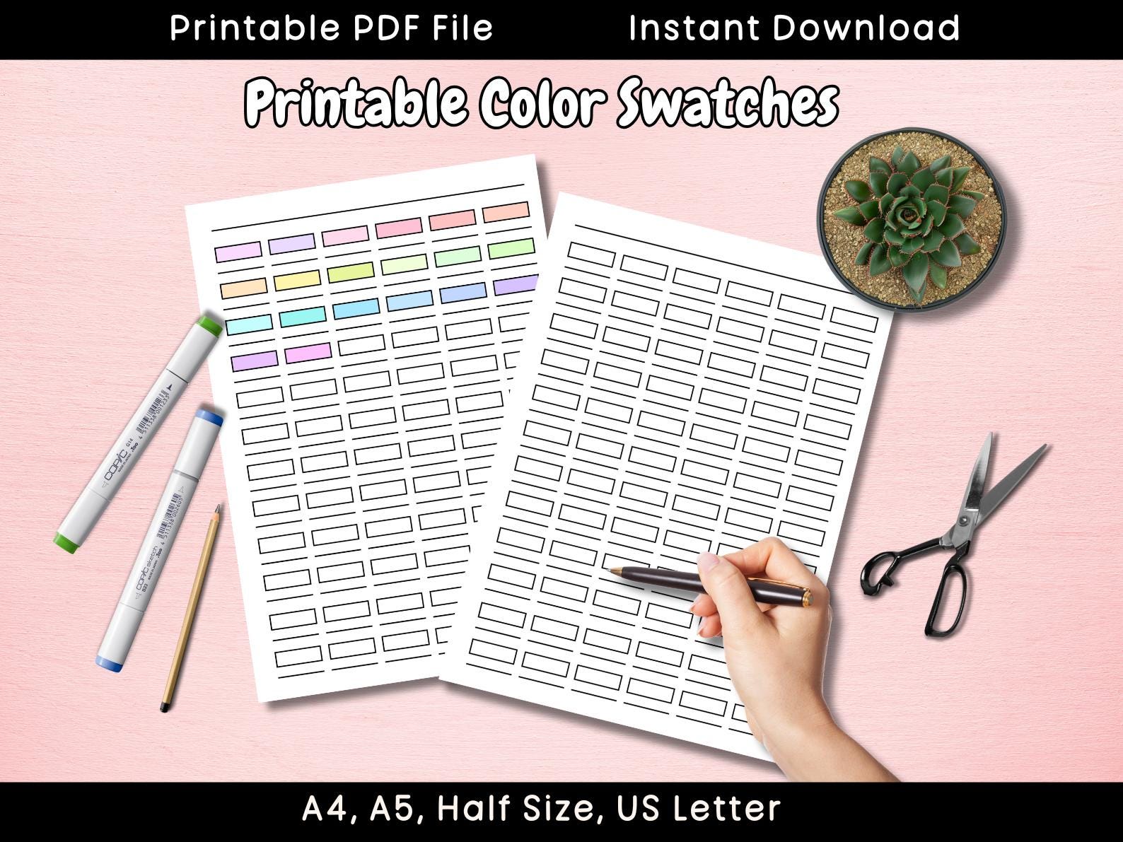 Color Swatch Chart Blank Color Chart Printable Color Swatch Template ...