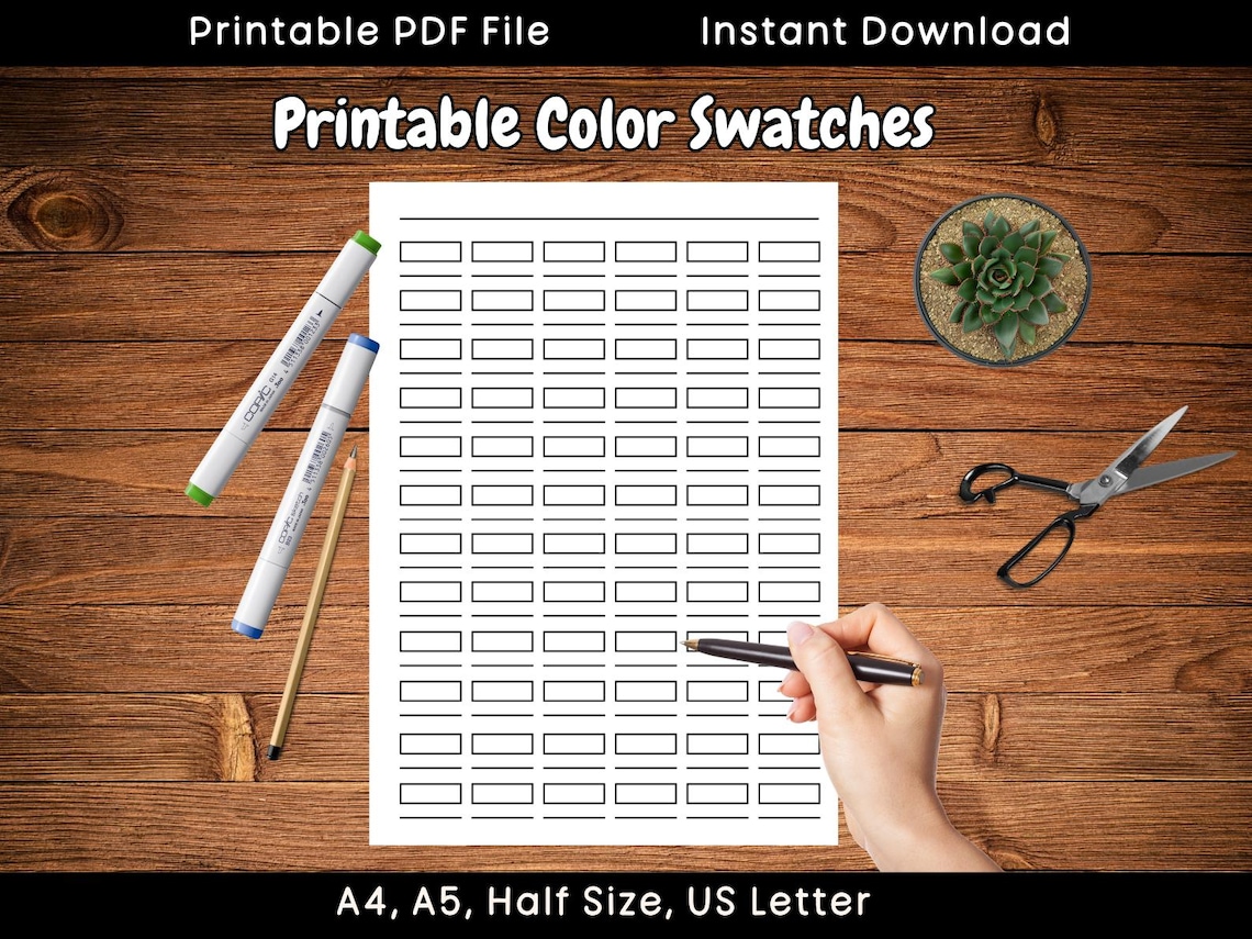Color Swatch Chart Blank Color Chart Printable Color Swatch Template ...