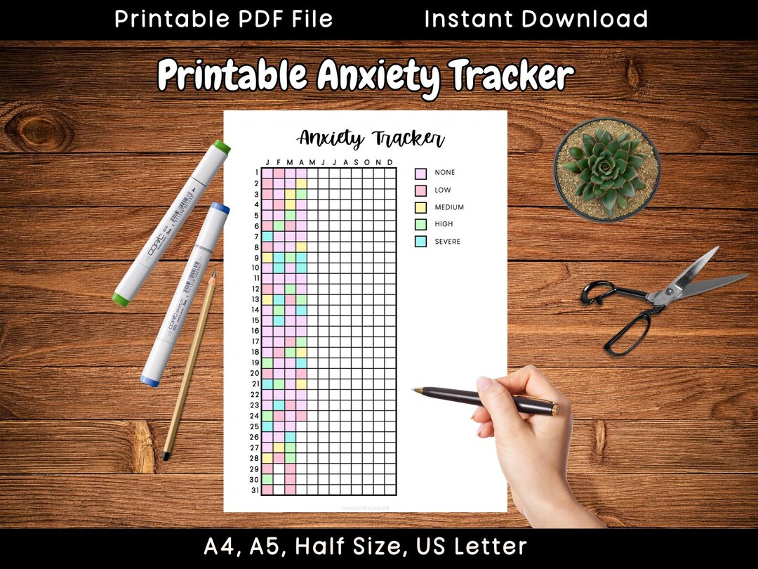Anxiety Tracker PRINTABLE Journal Page Anxiety Log Habit Tracker ...