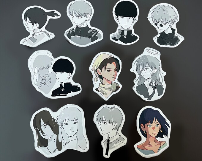 Anime Character Stickers (30 Options), AOT, Mob, CSM, Howl's Moving ...