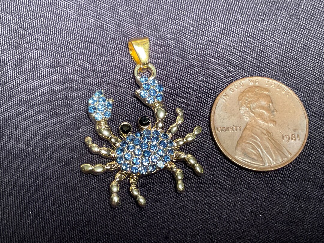 Beautiful Blue CRYSTAL CRAB Pendant Rhinestone Jewelry With Blue ...