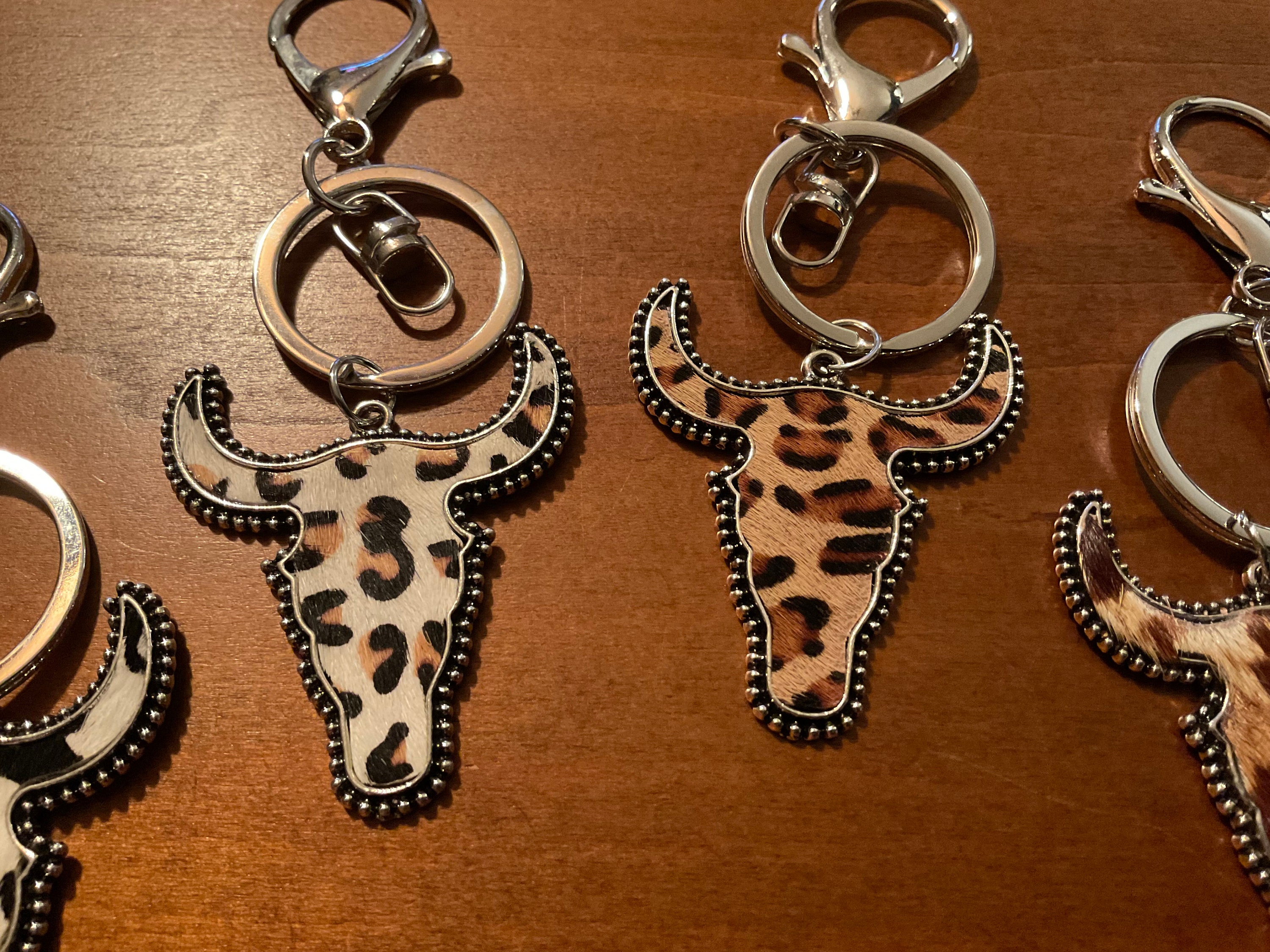 Steer Head / Bull Western Leather Hide-keychain 4 Unique Designs. - Etsy