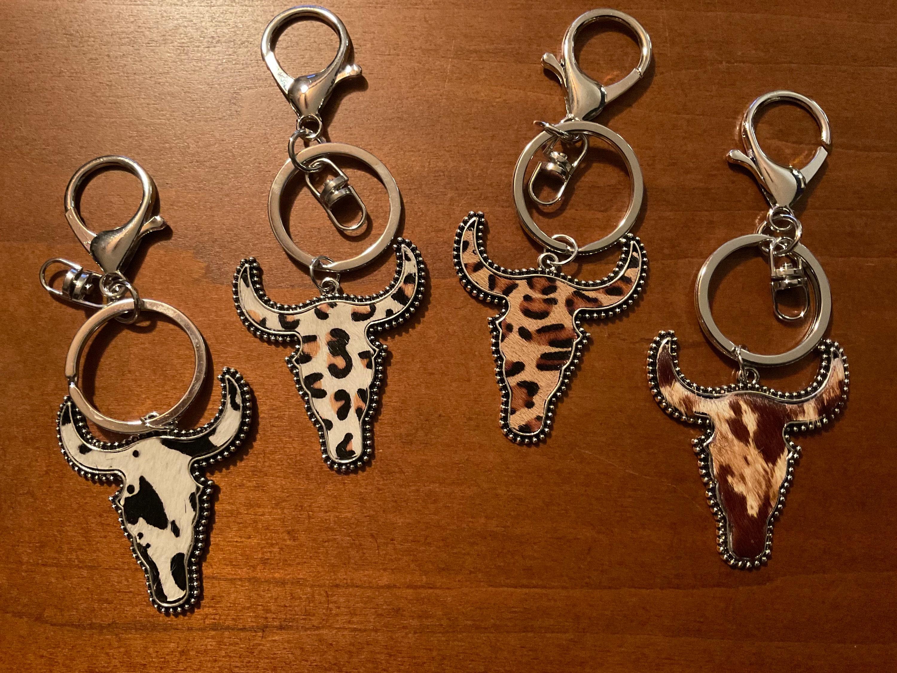 Steer Head / Bull Western Leather Hide-keychain 4 Unique Designs. - Etsy
