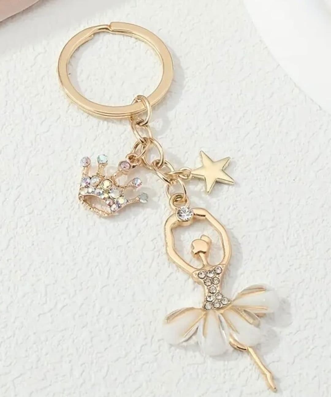 Ballet Rhinestone BALLERINA Keychain Metal Key Ring. - Etsy