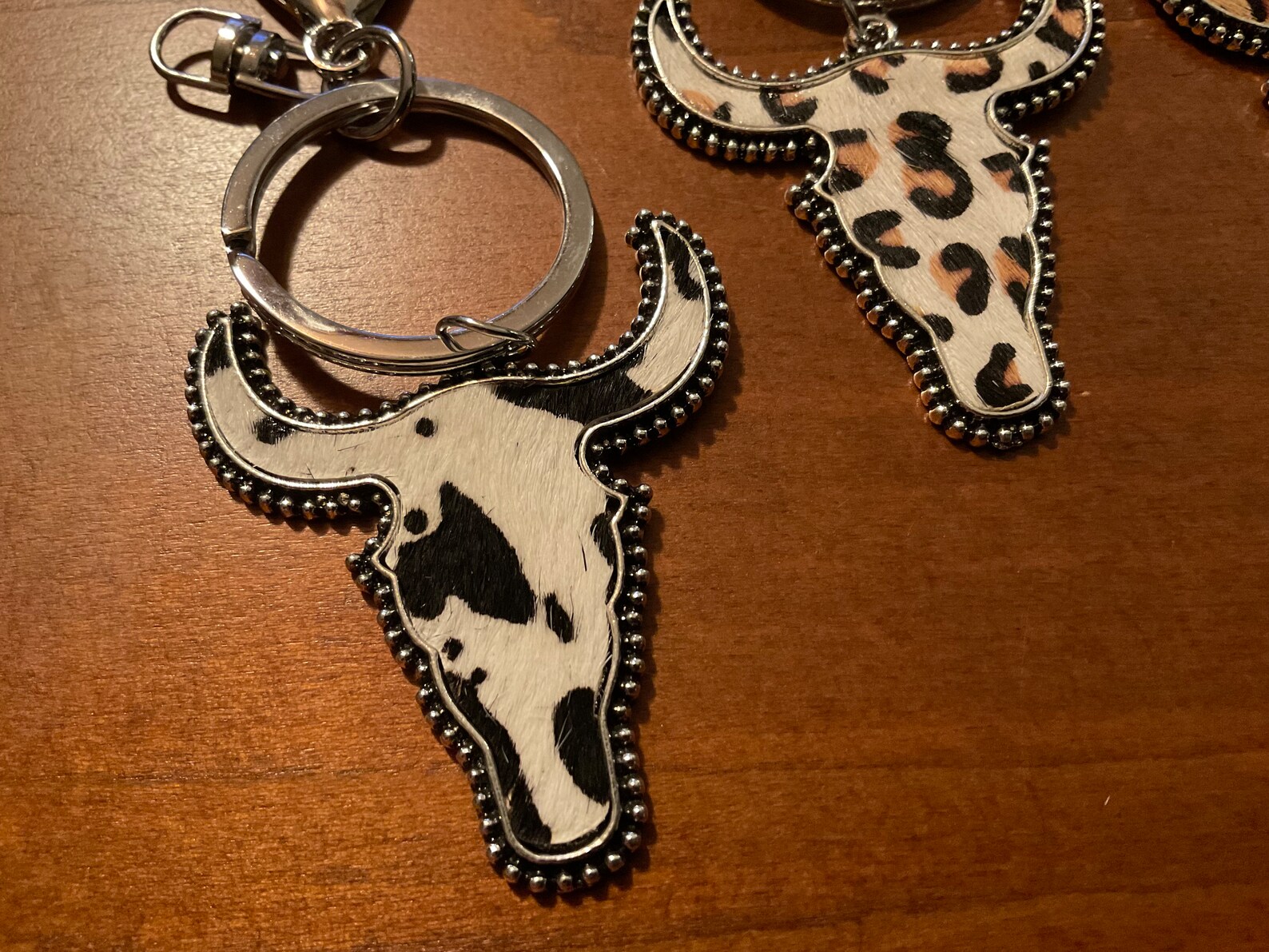 Steer Head / Bull Western Leather Hide-keychain 4 Unique Designs. - Etsy