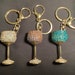 Rhinestone Wine Glass Keychain Metal Key Ring. Gift. 3 Colors to Choose ...