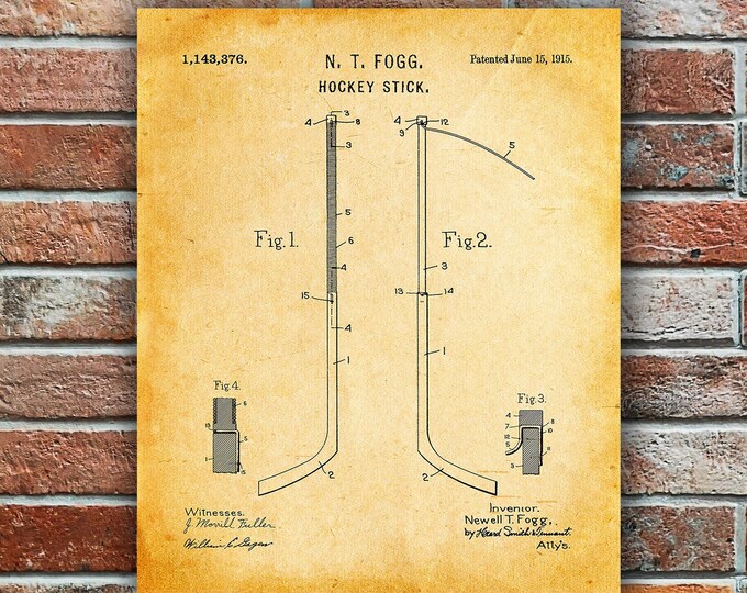 Hockey Stick Patent Print Evernden Hockey Stick Patent Hockey Patent ...