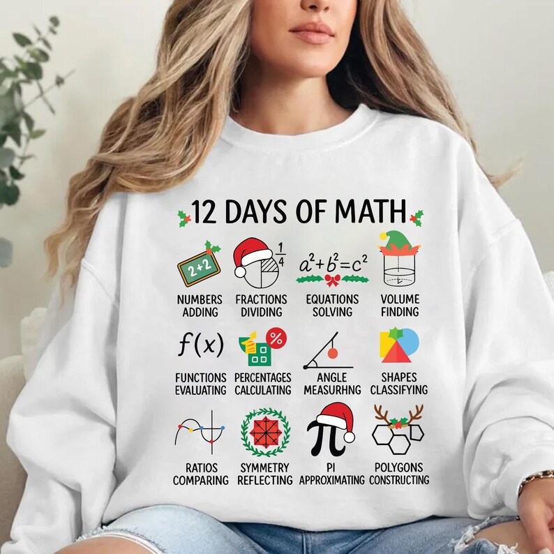 12 Days of Math Christmas Svg, Xmas Teacher Png, Holiday Humor Tee ...