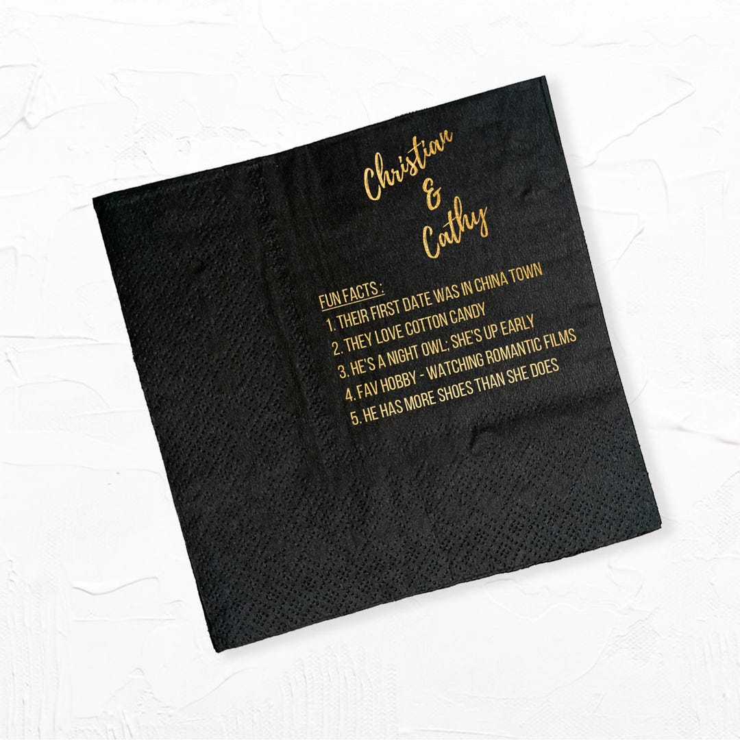 Personalized Fun Fact Napkins, Custom Wedding Napkins, Printed Wedding ...