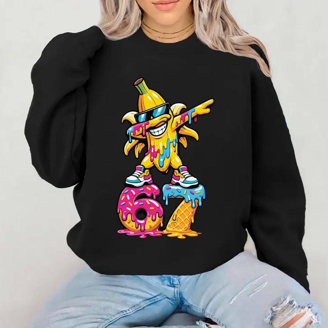 Funny Dabbing Banana Six Seven Meme Svg 67 Baseball Ice Cream Drip Gen ...