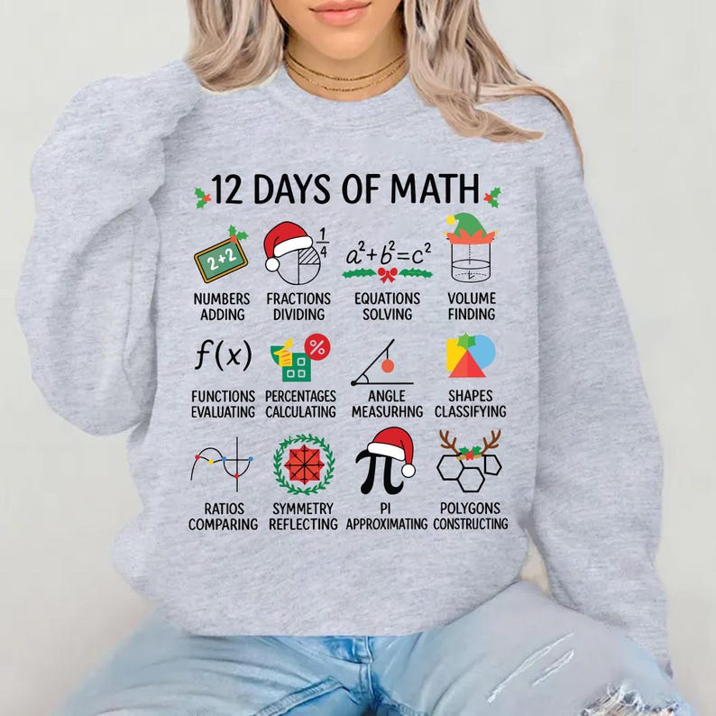 12 Days of Math Christmas Svg, Xmas Teacher Png, Holiday Humor Tee ...