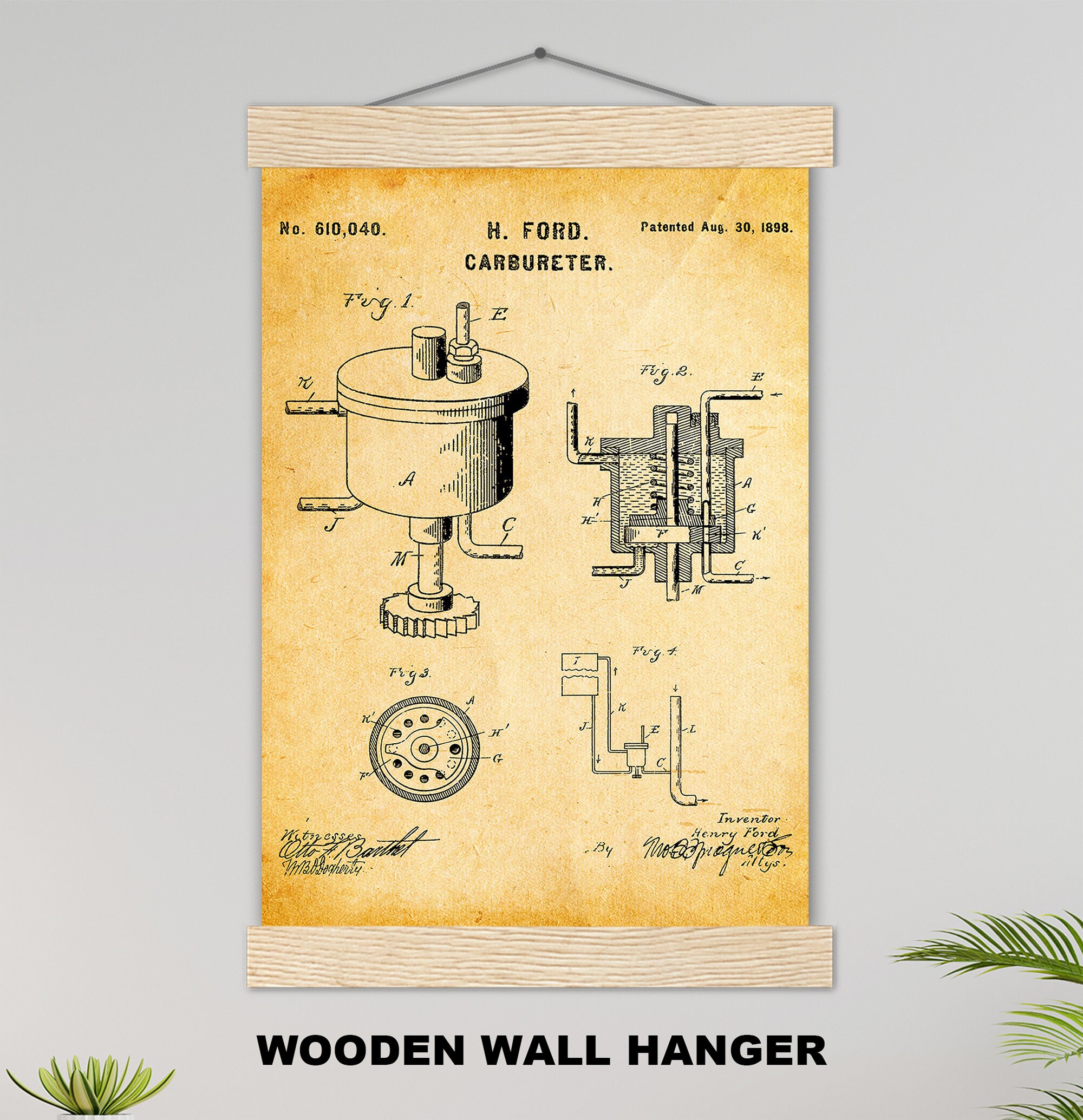 Ford Carburetor Patent Posters, Engine Blueprint Wall Art Prints, Wall ...