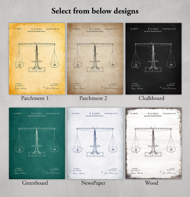 Scales of Justice Patent Posters, Legal Wall Art for Law Professionals ...