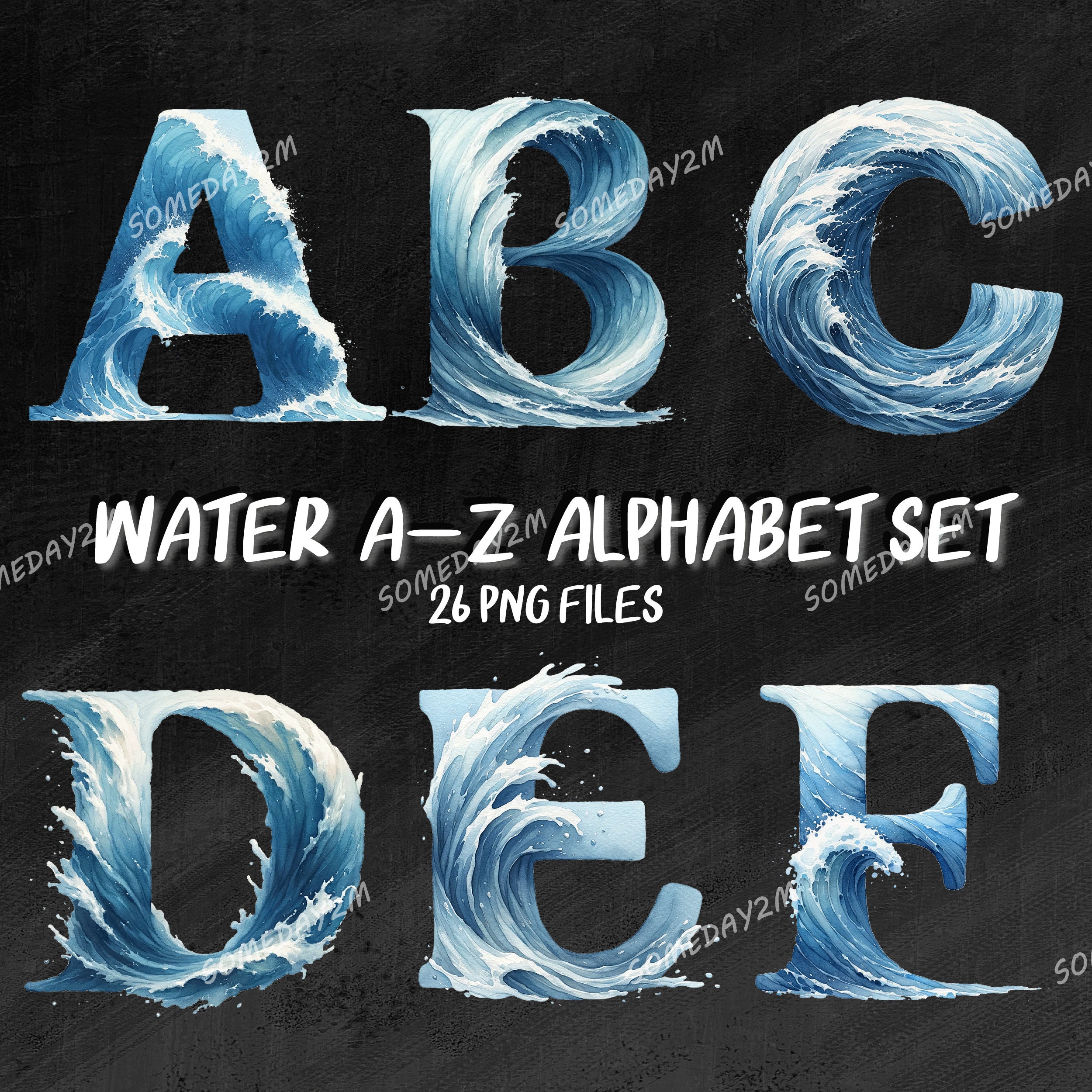 26 Water Alphabet A-Z Clipart Png,water Letters Png, Water Letters Clipart, Water Alphabet ...
