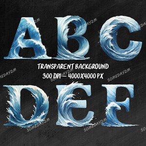 26 Water Alphabet A-Z Clipart Png,water Letters Png, Water Letters ...