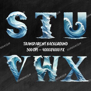 26 Water Alphabet A-Z Clipart Png,water Letters Png, Water Letters ...