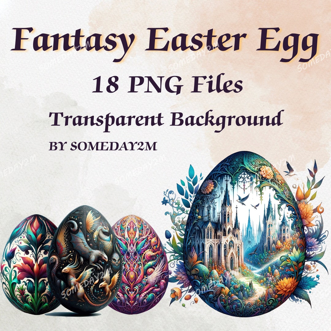 Fantasy Easter Egg Clipart Bundle, Watercolor Clipart Set for ...