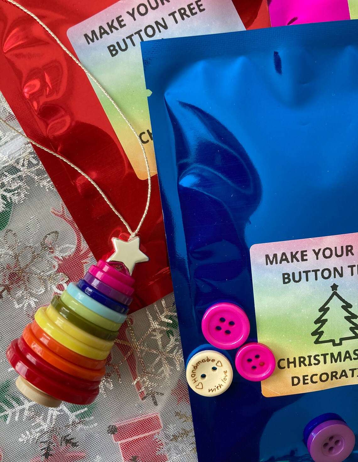 3 X RAINBOW DIY Button Tree Decoration Kits, Fun for All Ages. Perfect ...