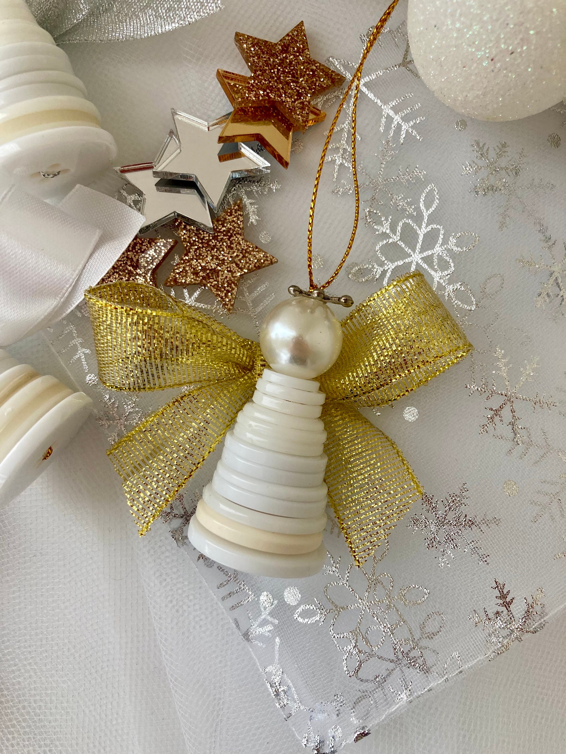 3 X ANGEL Button Tree Decoration Craft Kits, Mess Free Fun for All Ages, Christmas Eve Boxes ...