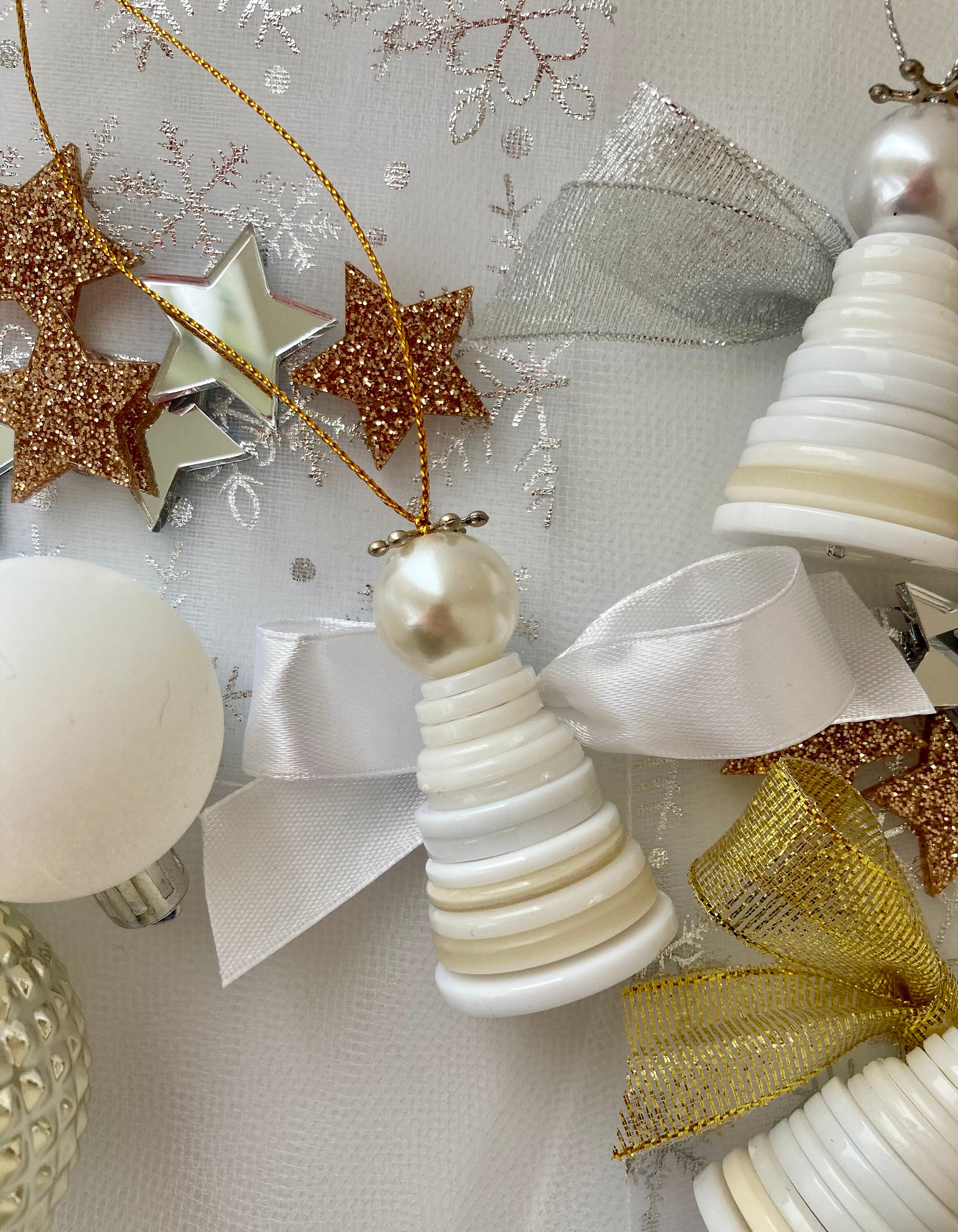 3 X ANGEL Button Tree Decoration Craft Kits, Mess Free Fun for All Ages, Christmas Eve Boxes ...