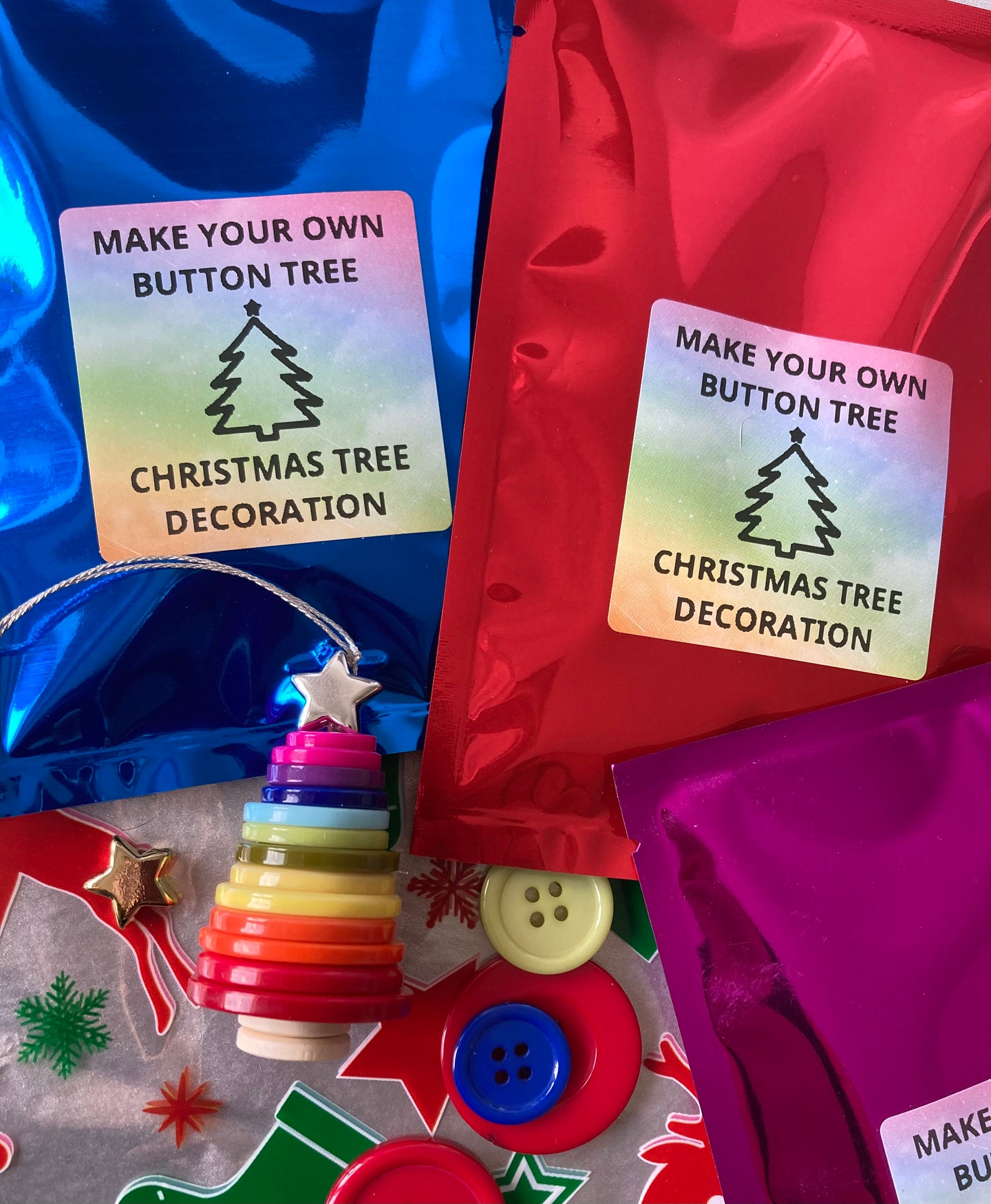 3 X RAINBOW DIY Button Tree Decoration Kits, Fun for All Ages. Perfect ...