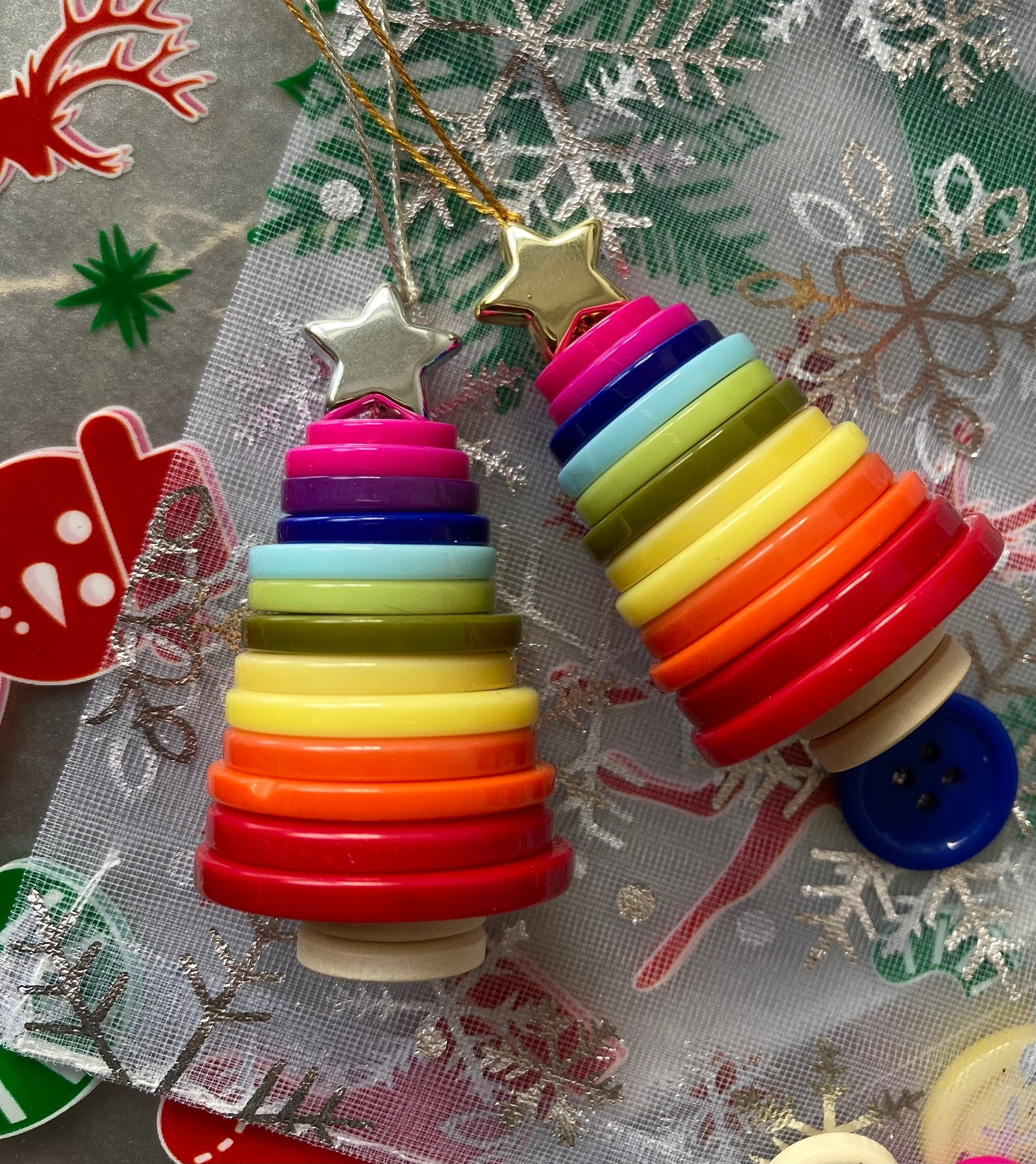 3 X RAINBOW DIY Button Tree Decoration Kits, Fun for All Ages. Perfect ...