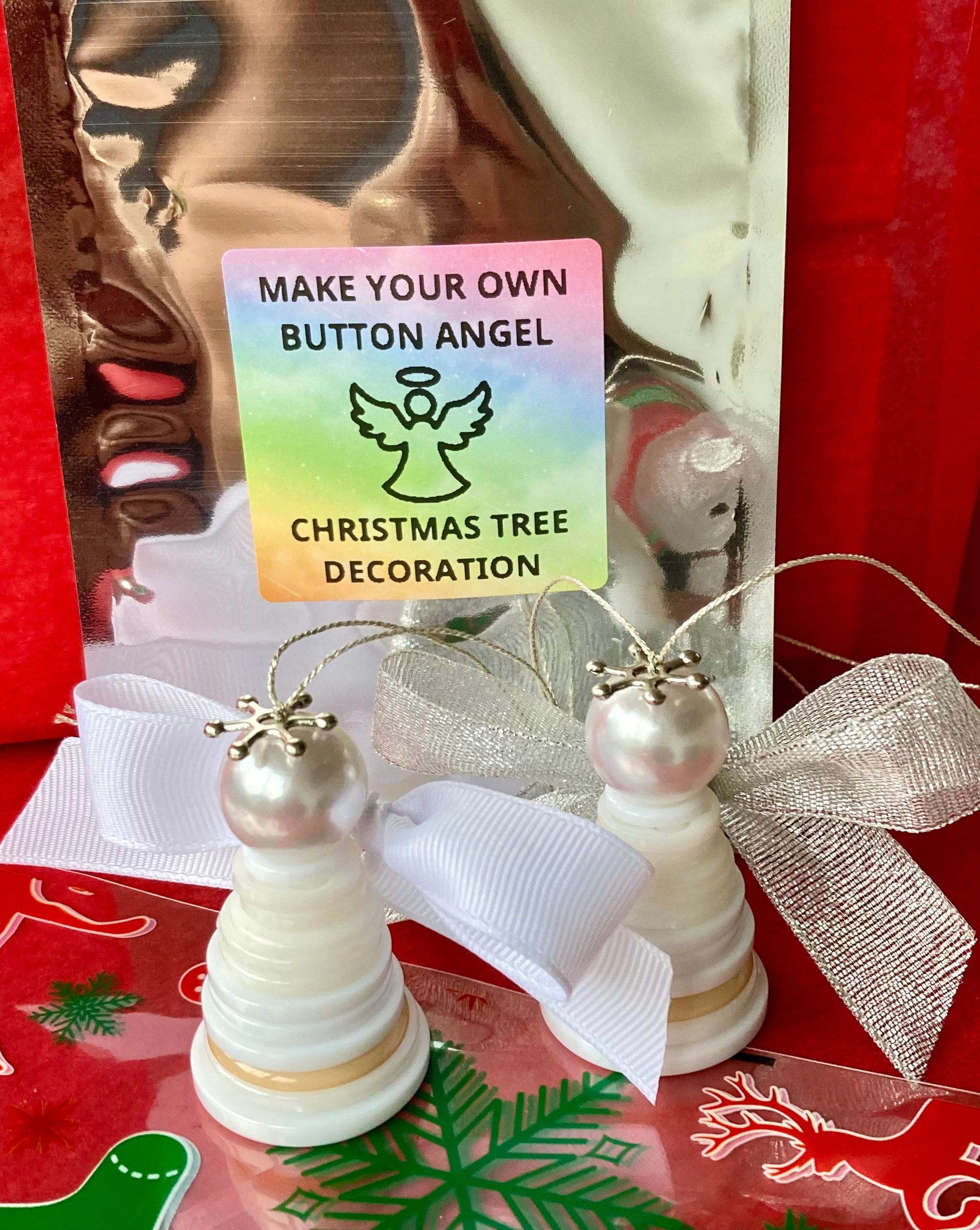 3 X ANGEL Button Tree Decoration Craft Kits, Mess Free Fun for All Ages ...