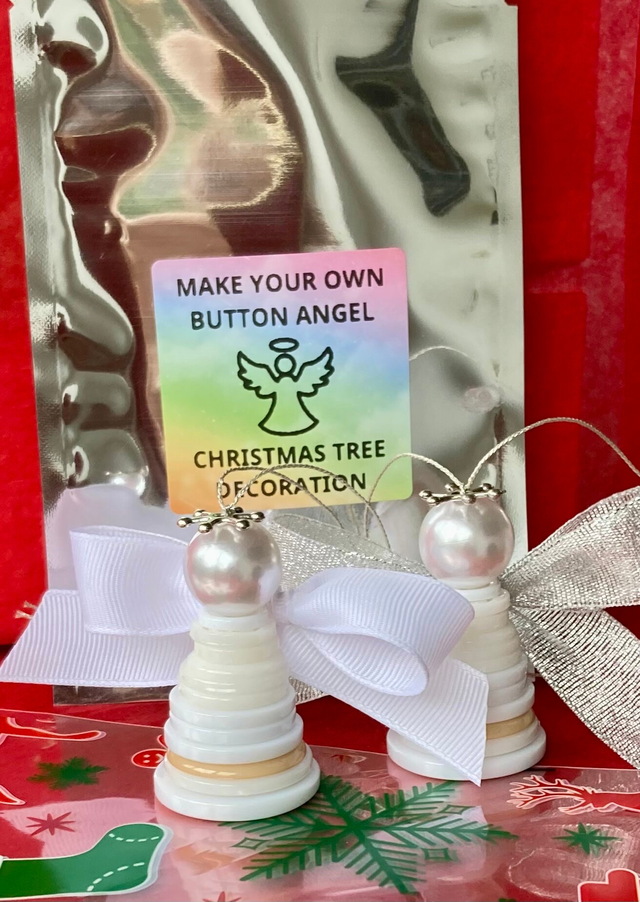 3 X ANGEL Button Tree Decoration Craft Kits, Mess Free Fun for All Ages ...