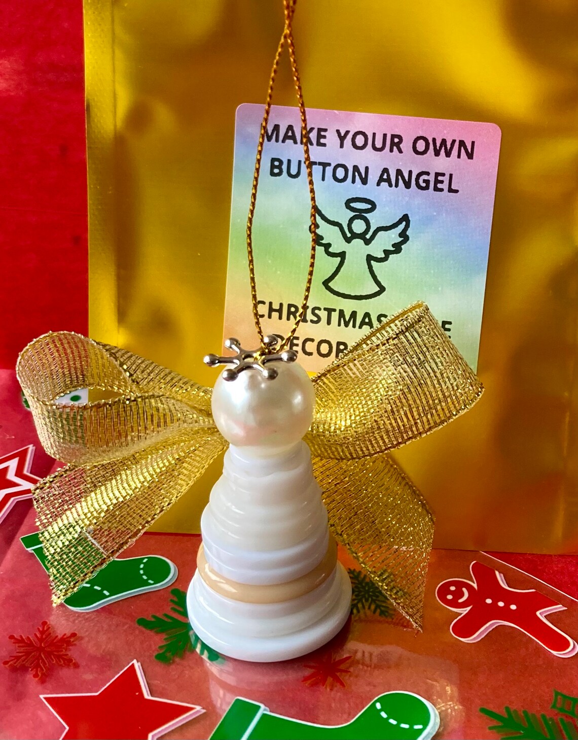 3 X ANGEL Button Tree Decoration Craft Kits, Mess Free Fun for All Ages ...