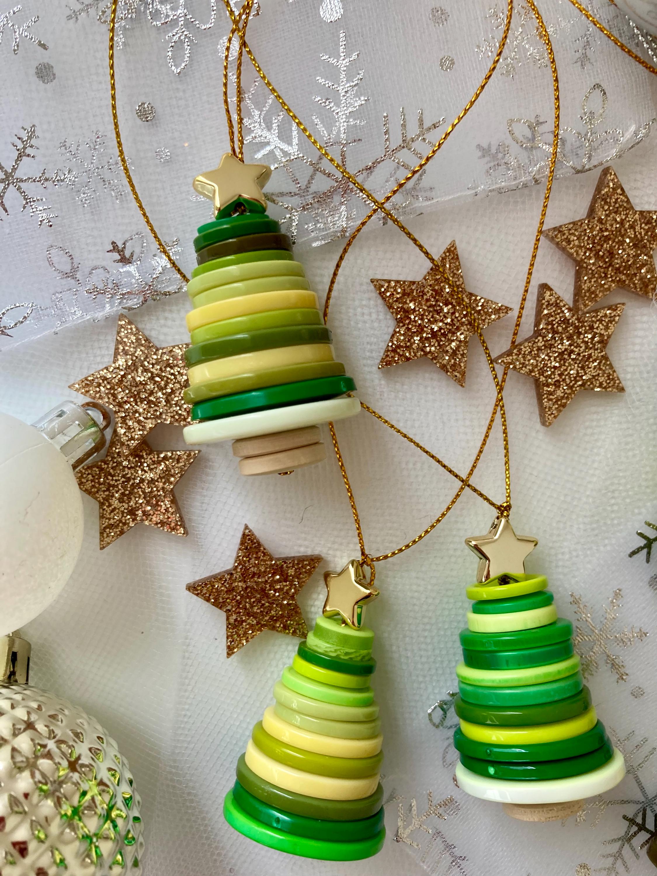3 X GREEN DIY Button Tree Decoration Kits, Fun for All Ages. Perfect ...